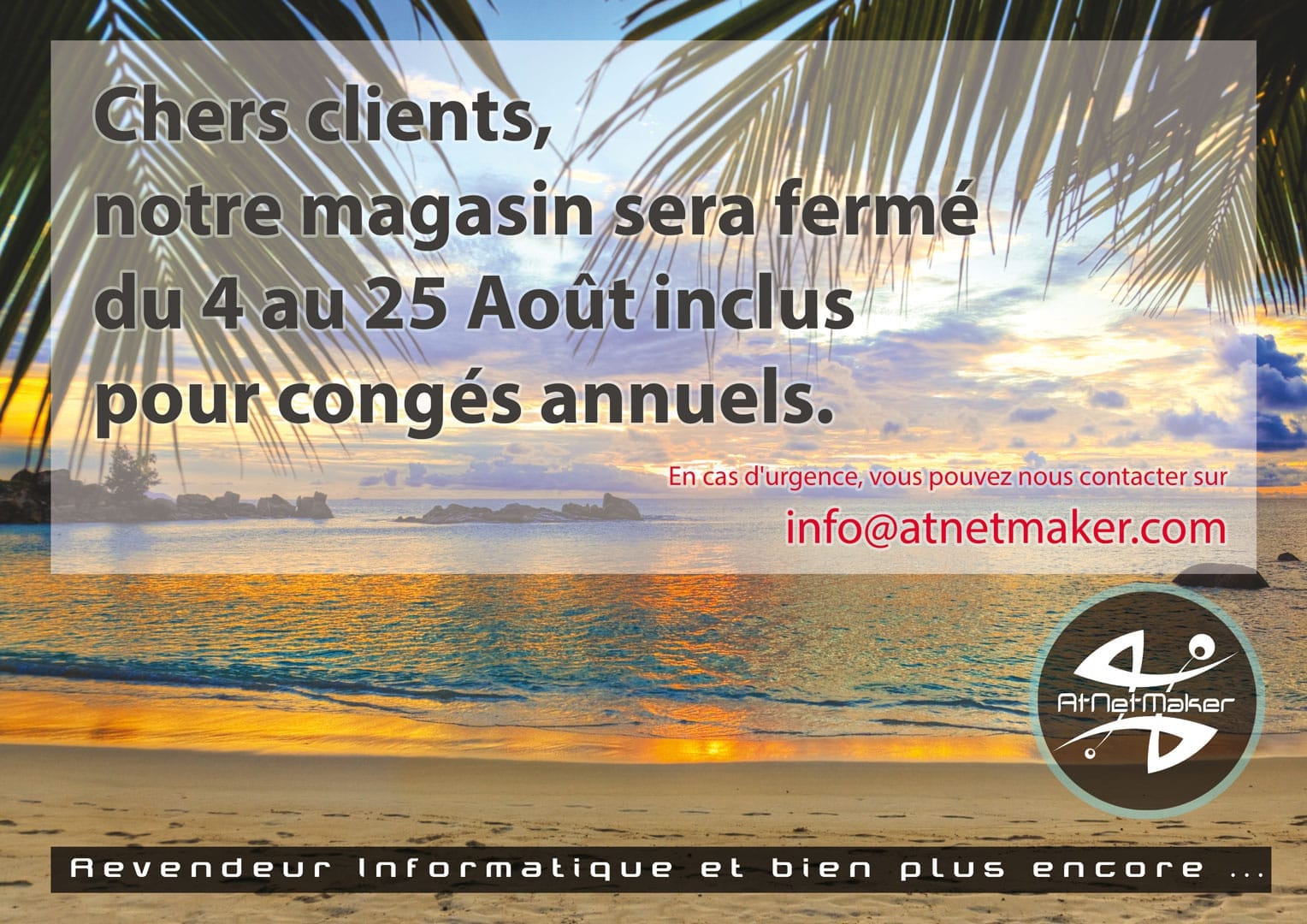 Congés annuels 2024 - AtNetMaker